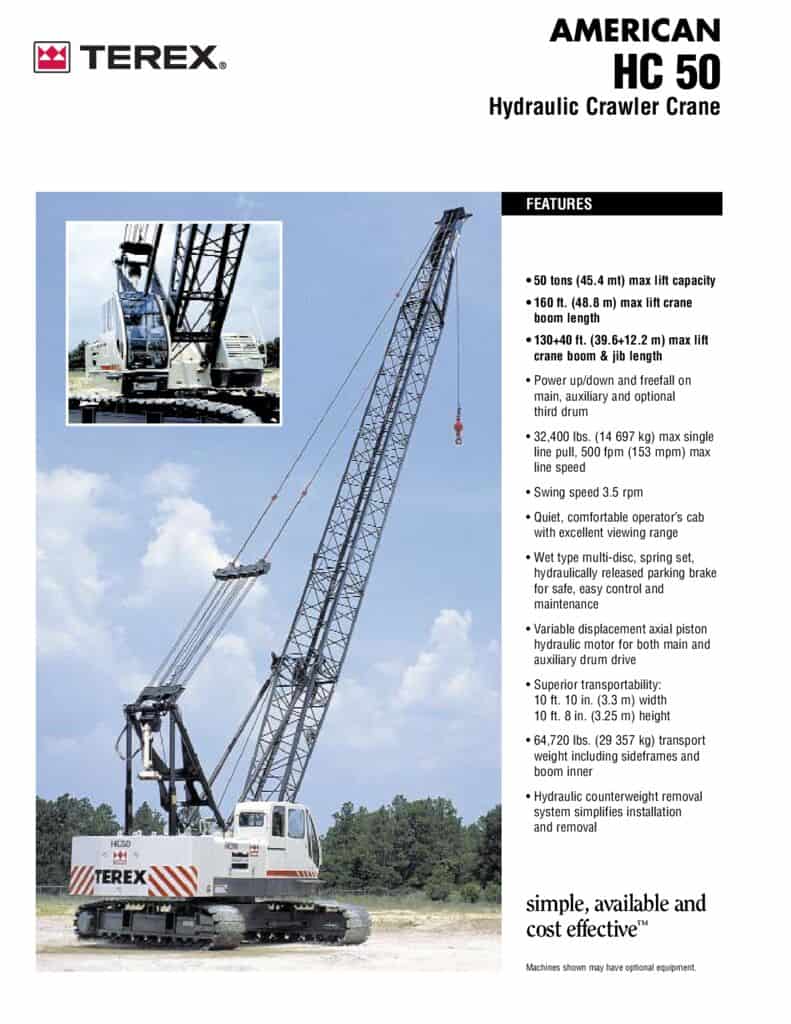 Terex American HC 50 Load Chart PDF | Specs, Capacity & Download