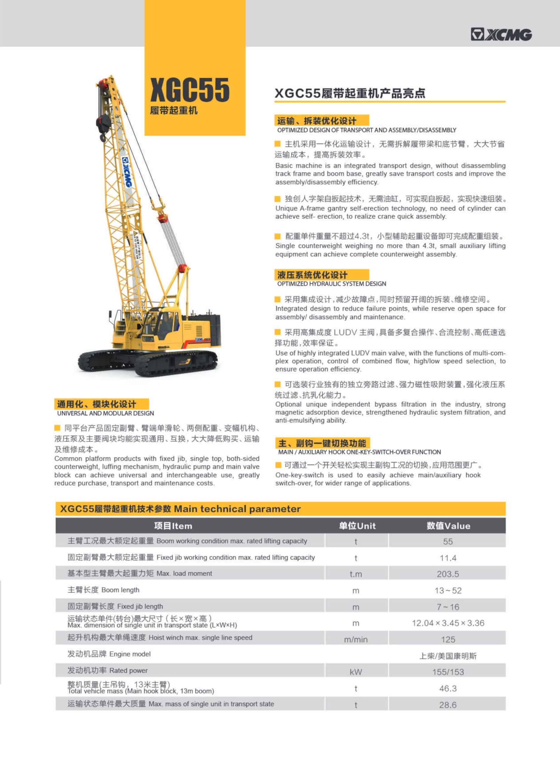 XCMG XGC55 Load Chart PDF | Specs, Capacity & Download
